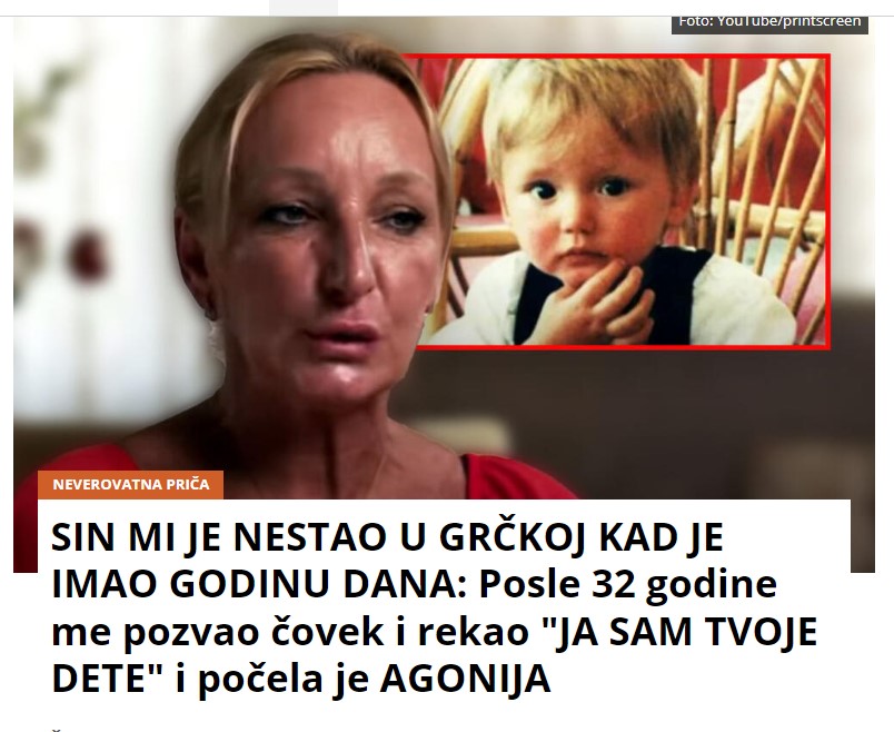 SIN MI JE NESTAO U GRČKOJ KAD JE IMAO GODINU DANA: Posle 32 godine me ...